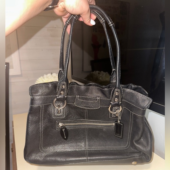 Coach | Bags | Coach Penelope Pebbled Black Leather Shoulder Bag Ruffle ...
